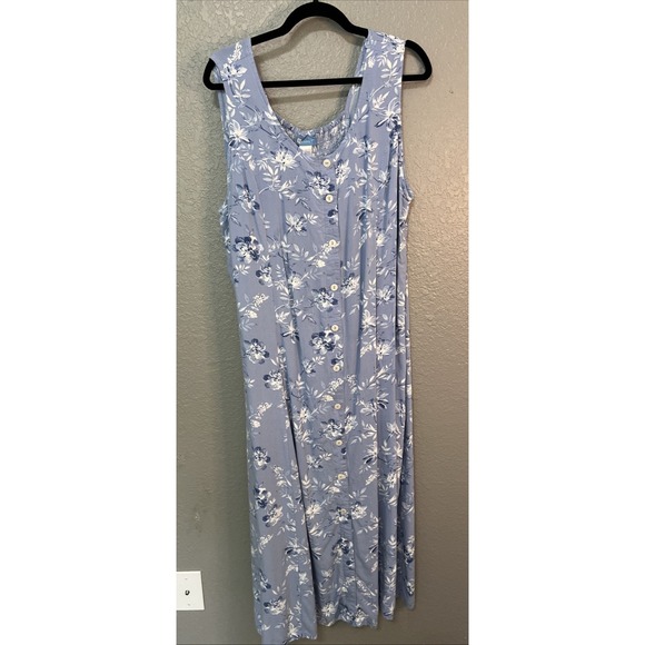 Koret | Dresses | Vtg Koret Blue And White Floral Maxi Dress 2x Prairie ...